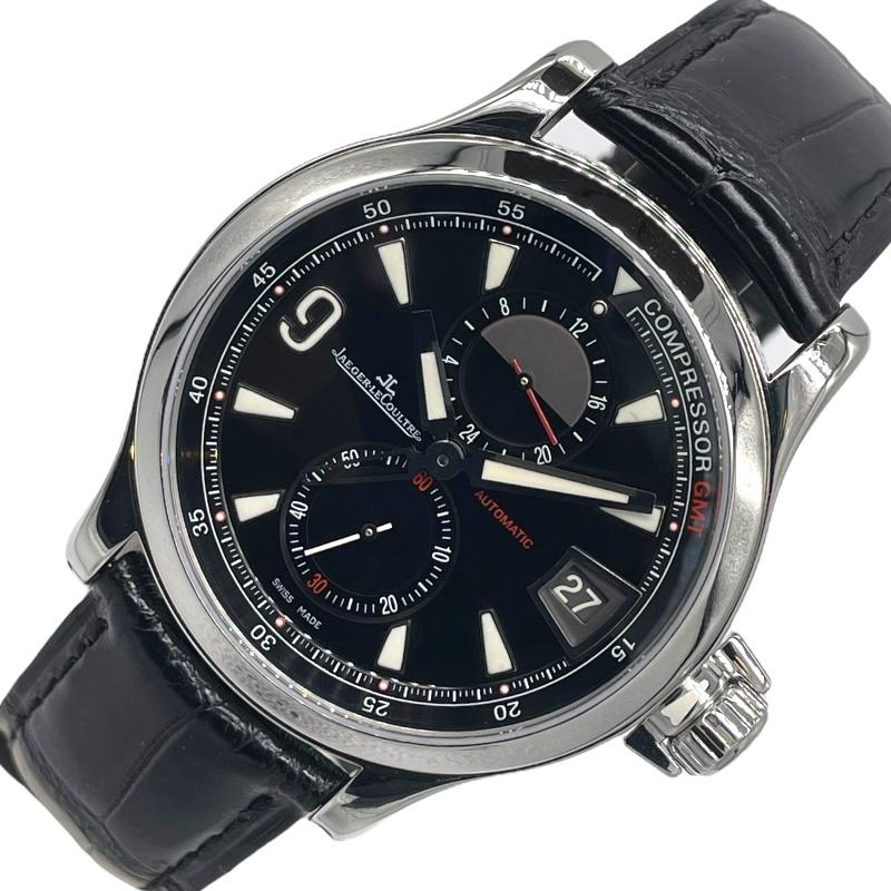 JAEGER-LECOULTRE ジャガー・ルクルト JAEGER-LE COULTRE マスターコンプレッサー GMT 146.805 (Q1738471) ブラック SS/アリゲーター ...