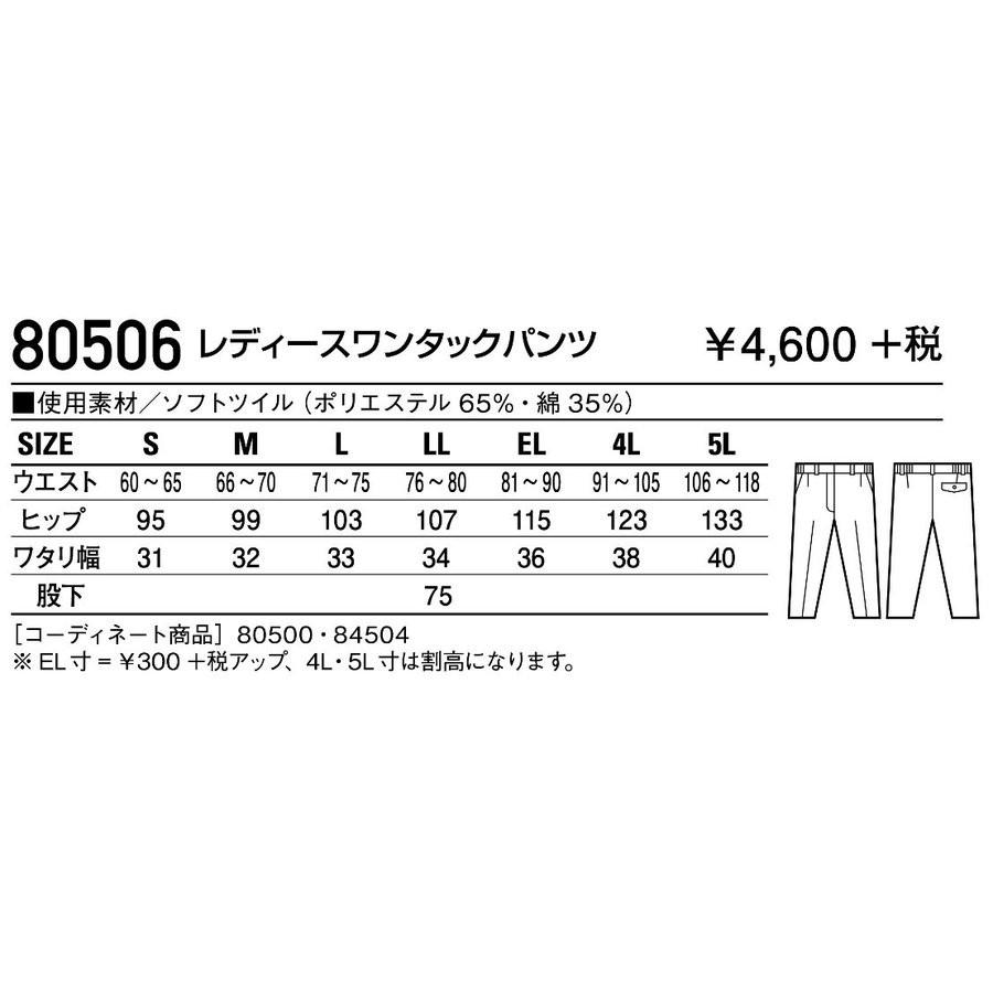自重堂 80506 レディースワンタックパンツ S〜5L 帯電防止素材 (すそ直しできます) : 作業服 キノウェアショップ - 通販 ...