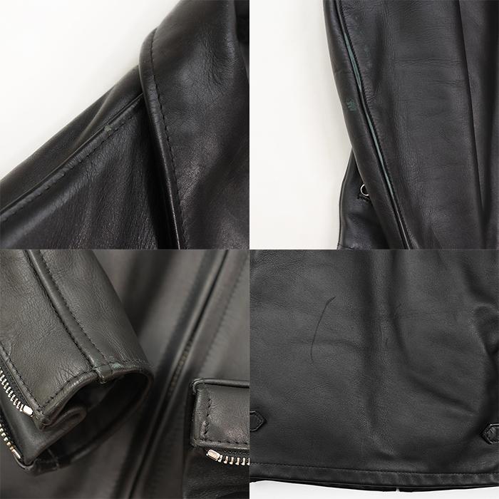 ショット フリースライナー付 レザー シングル 襟付き ライダースジャケット ショート丈 メンズ 34 黒 ライナー取外し可 米製 schott #643 : 2100020000027368 ...