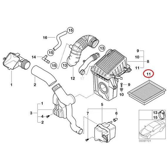 BMWミニMINIクーペR50R52カブリオレOne 1.4i 1.6iエアフィルターW10エアーフィルターエレメント13721477840 ...