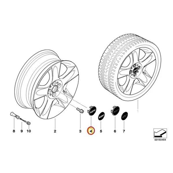 BMW BMWミニMINI純正R58クーペR59ロードスターCooperクーパーCoopeSアルミホイールエンブレム54mmハブキャップ4個 ...