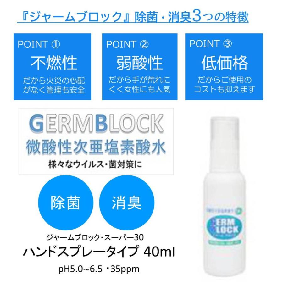 GERM BLOCK（ジャームブロック） ジャームブロック スーパー30 コロナ対策 次亜塩素酸水 ハンドスプレータイプ 35ppm 40ml ...