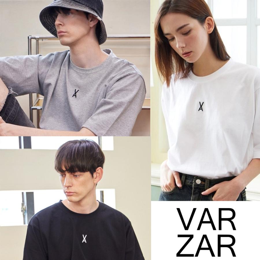 VARZAR 正規販売店 バザール Tシャツ ロゴT 韓国ブランド メンズ レディース トップス VA 3D Logo T-Shirts ブラック グレー ホワイト 119 120 122 ...