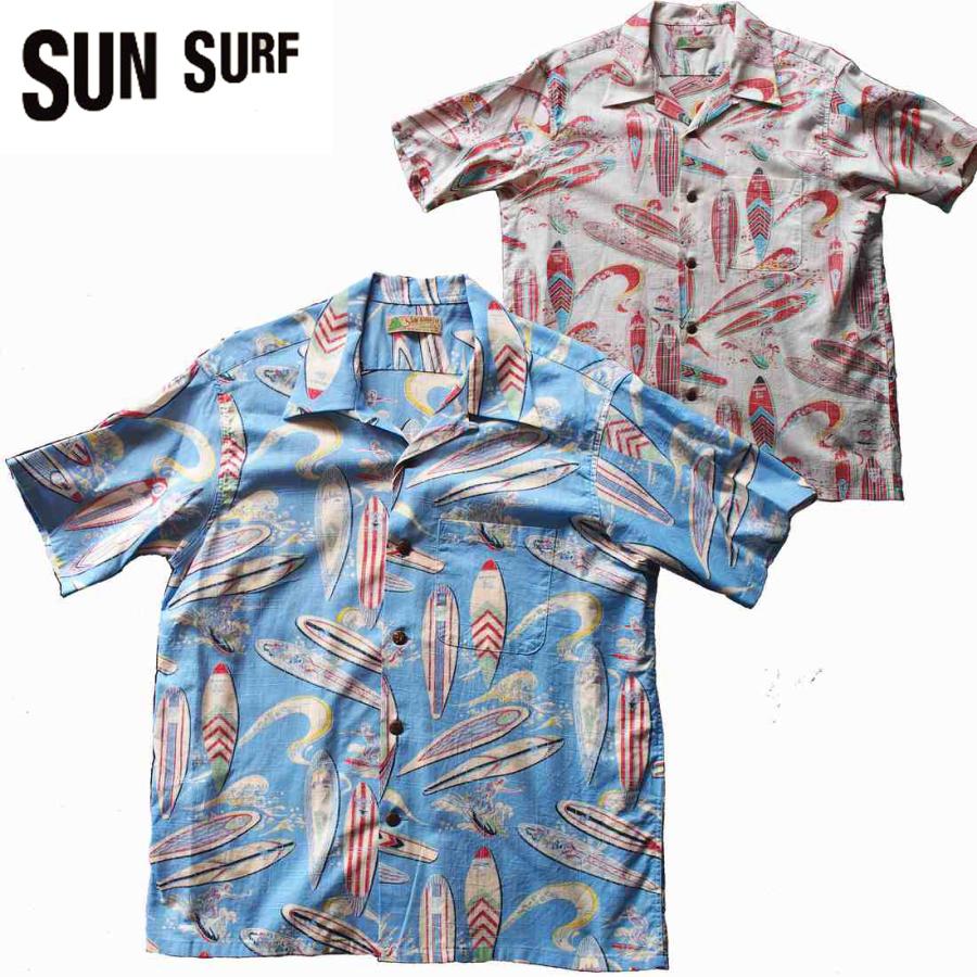 SUN SURF SURF/サンサーフ COTTON × LINEN OPEN SHIRT「SURFBOARDS」2カラー Mサイズ 送料無料 ...