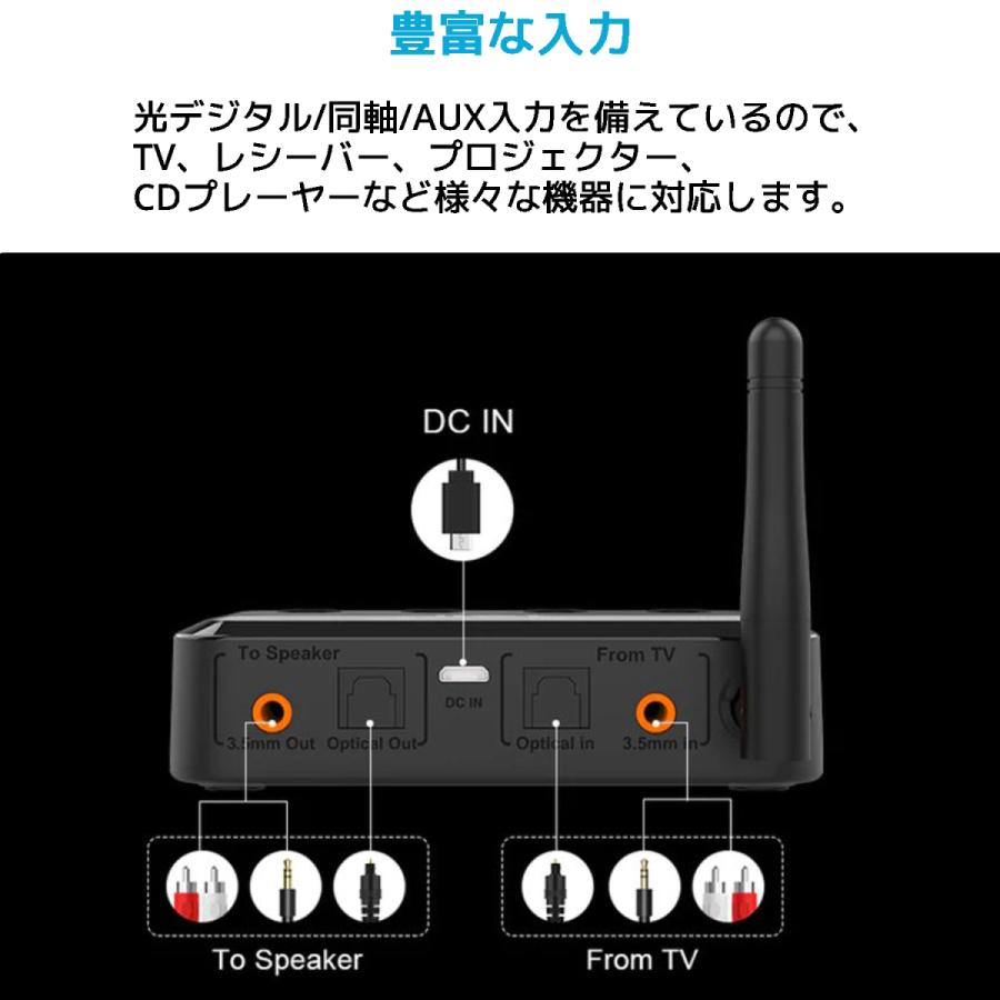 1Mii B310 Pro Bluetooth 5.0 トランスミッター レシーバー バイパス ワイヤレス 2台同時接続 オーディオ 高音質 ...