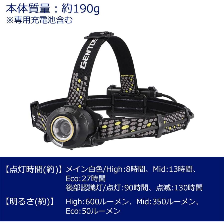 GENTOS ジェントス LED ヘッドライト HLP-2303 充電式 600ルーメン 懐中電灯 フラッシュライト ライト 強力 小型 充電 充電池 専用充電池 電池 電池式 防災 : オレ ...