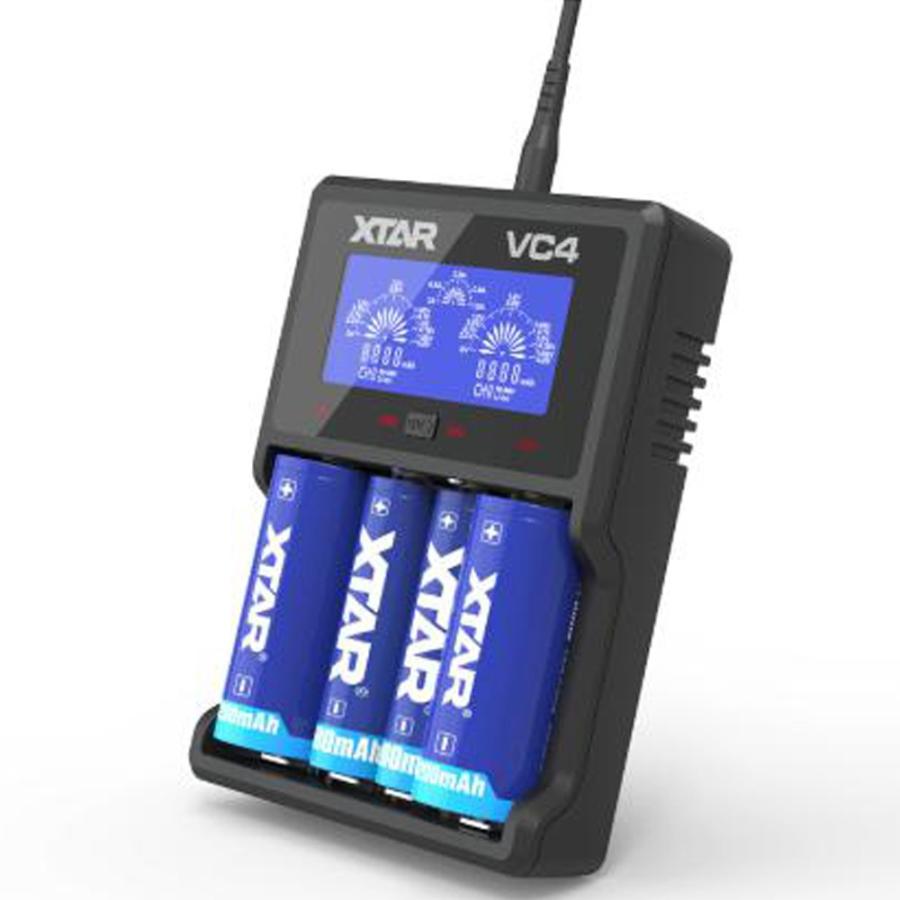 XTAR エクスター VC4 リチウムイオン 充電器 4スロット USB 過放電解除 安全回路 ディスプレイ 電池 バッテリーチャージャー 高速 急速 充電池 Li-ion : オレメカ ...
