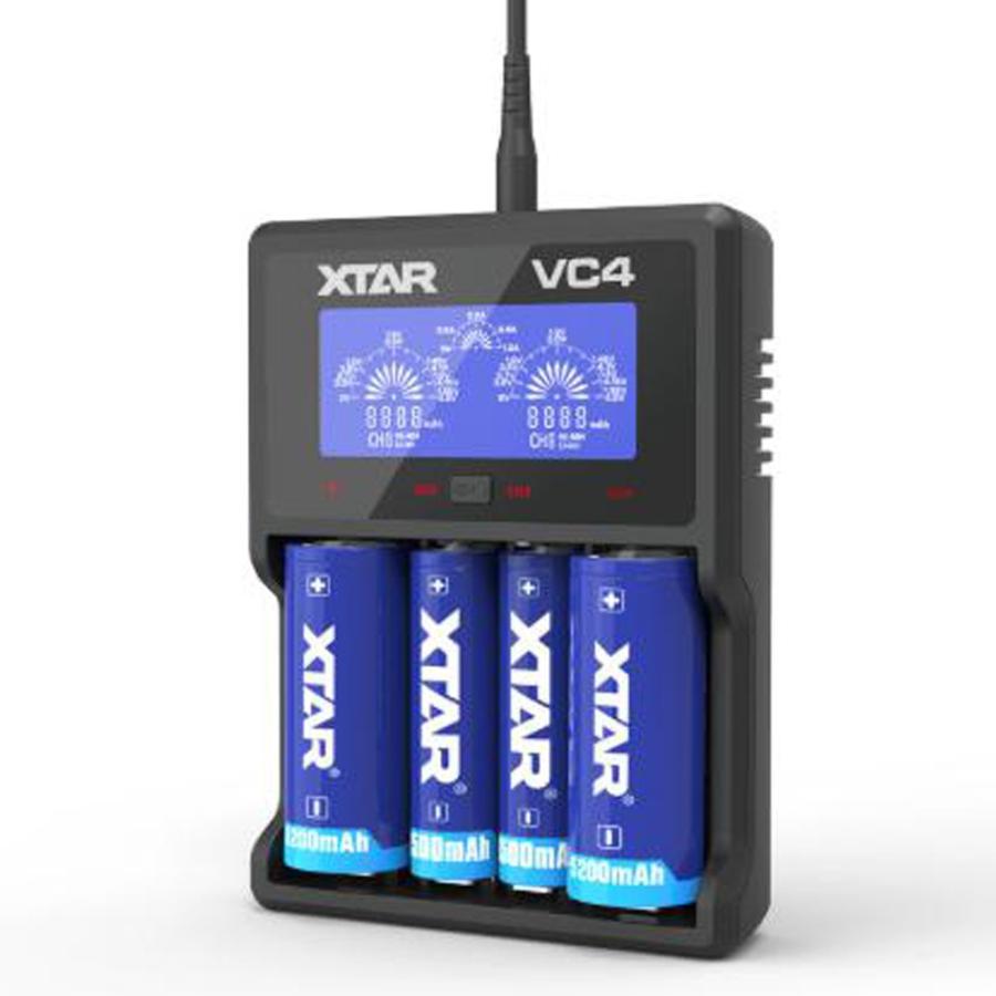 XTAR エクスター VC4 リチウムイオン 充電器 4スロット USB 過放電解除 安全回路 ディスプレイ 電池 バッテリーチャージャー 高速 急速 充電池 Li-ion : オレメカ ...
