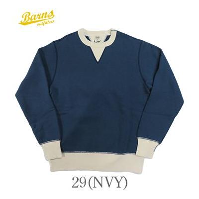 BARNS OUTFITTERS バーンズ 小寸編み セットインスリーブ クルースウェット 2-TONE 両Vガゼット CREW NECK SWEAT BR-3300 : ORGAN - 通販 ...