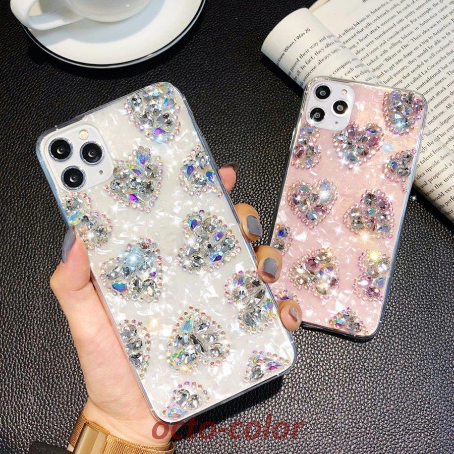 iPhone13 ケース カバー スマホ 韓国 TPU ハート ビジュー ケース シェル風 キラキラ 女性用 SE2 SE3 7 X 11 ...