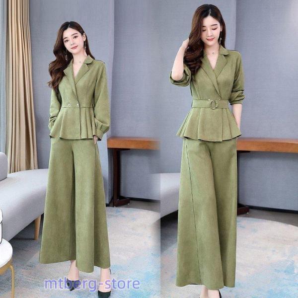 セットアップ レデース ブラウス ガウチョパンツ パンツドレス セレモニー 通勤 OL お洒落 着痩せ 上品 母親 40? : ld298 ...