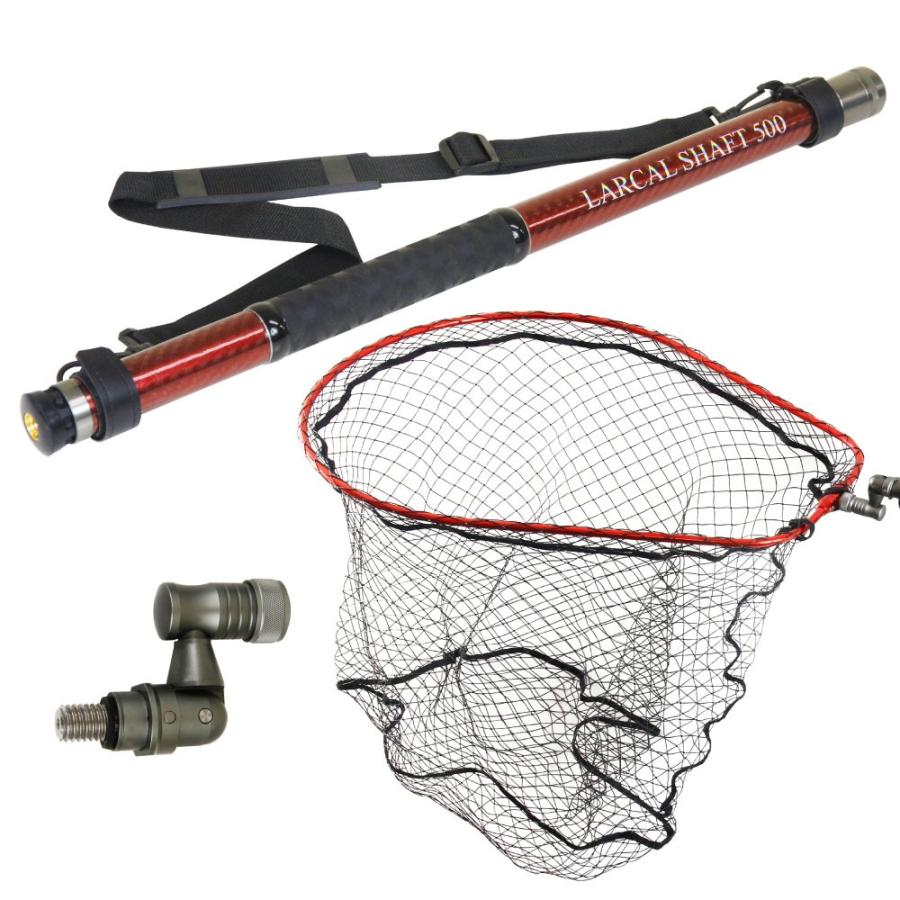 おり釣具 カーボン玉の柄 ラーカルシャフト5M 強化フレームランディングネット M (タモ網)レッド セット (netset-009-rd ...