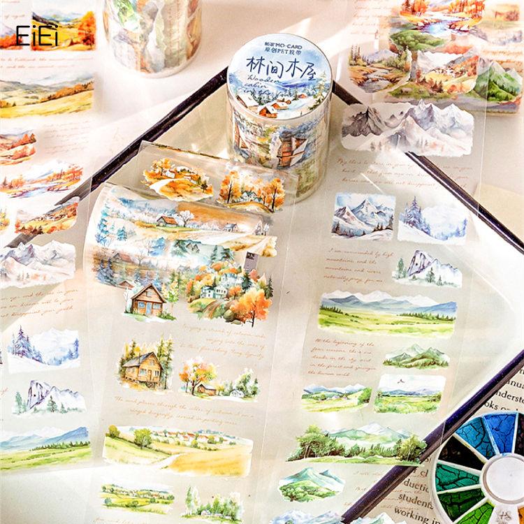 クリアテープ 幅広60mm 水彩 タッチ イラスト コラージュ素材 シール 自然風景 山林 ピクニック 小屋 ホーム 建物 コラージュ 素材 テープ 透明 sztz-01-072 : 卸売の ...