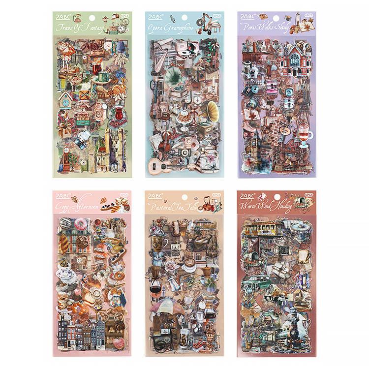 即納 型抜き カット済 シールシート ブラウン系 PETシール 大容量 コラージュ素材 おしゃれ 透明シール クリアシール レトロ コラージュ 素材 sztz-06-033 : 卸売のEiEi ...