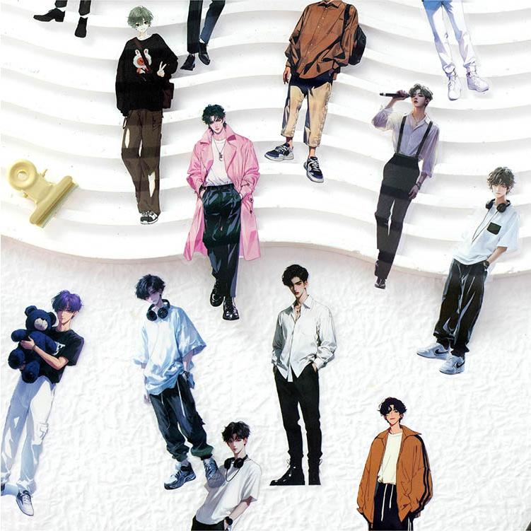 型抜き ダイカット シールシート 6シート 柄違い36枚 人物シール キャラクターステッカー イラストシール コラージュ素材 クリアシール PETシール sztz-06-043 : sztz ...