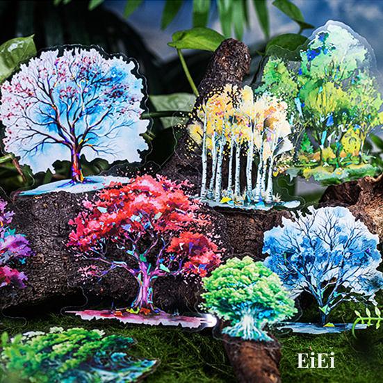 即納 箔押し 海外シール 大きめ 貝シェル光加工 華やか 木 樹 樹林 林地 林 森 森林 コラージュ 素材 クリアシール PET素材 耐水 ステッカー sztz-10-059 : 卸売の ...