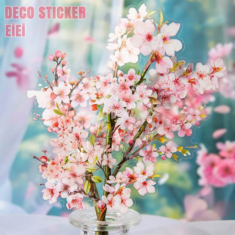 ピンク系 クリアシール 桜の枝 桜枝 ローズ ボタン チューリップ 桜 枝 さくら 花柄 花びら イラストシール 30枚 耐水 PET シール コラージュ素材 sztz-30-316 : 卸売 ...