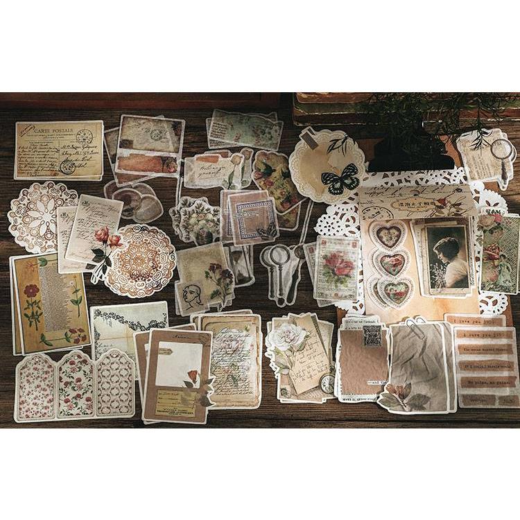 即日出荷 コラージュ素材 60点セット レトロ 素材 ペーパー ＋マステシール 海外 レース デザインペーパー デコレーション ジャンクジ sztz-60-059 : 卸売のEiEi - 通販 ...