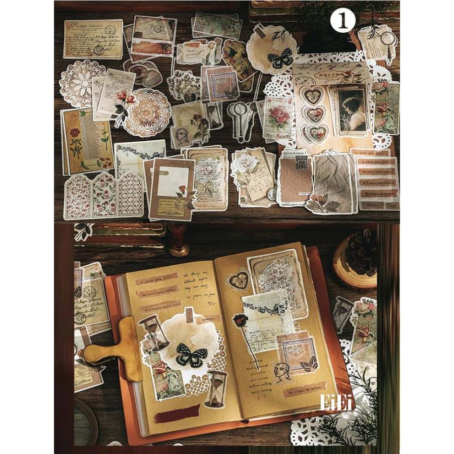 即日出荷 コラージュ素材 60点セット レトロ 素材 ペーパー ＋マステシール 海外 レース デザインペーパー デコレーション ジャンクジ sztz-60-059 : 卸売のEiEi - 通販 ...