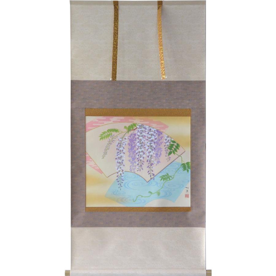 掛軸 肉筆 扇面 藤 白木加葉画(掛け軸尺八横)幅68m×丈136cm : 大瑠堂 - 通販 - Yahoo!ショッピング