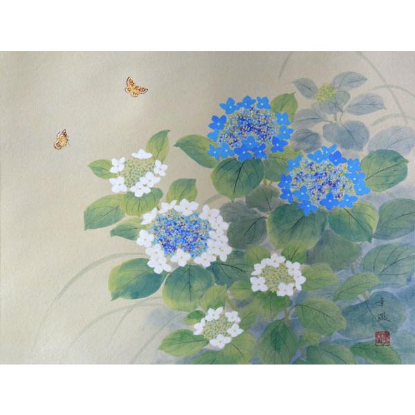 掛軸 肉筆 紫陽花 出口華凰画(掛け軸尺八横)幅68m×丈136cm : 大瑠堂 - 通販 - Yahoo!ショッピング