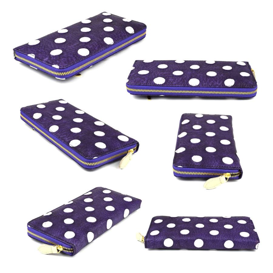 長財布 ラウンドファスナー ドット柄 革友禅 レディース ラウンド