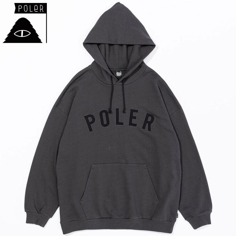 POLeR 送料無料 ポーラー POLER STATE APPLIQUE HOOD(グレー CHARCOAL GRAY)ポーラーパーカ POLERパーカ ポーラープルオーバー POLER ...