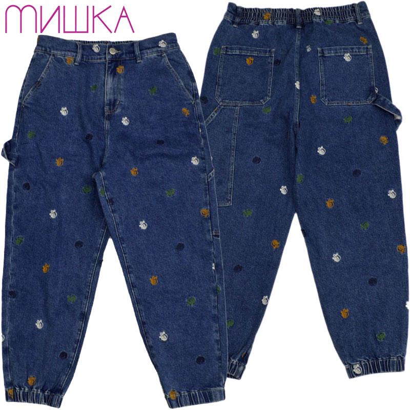 MISHKA 送料無料 ミシカ MISHKA上海 BEARMOP ALL-OVER EMBROIDERY DENIM JOGGER PANTS ...
