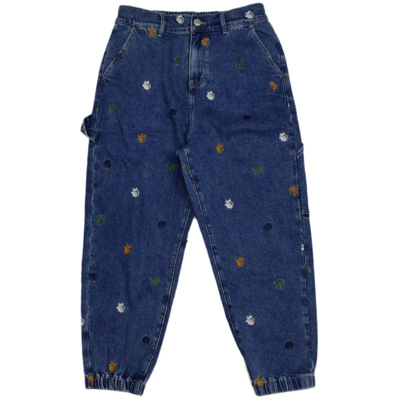 MISHKA 送料無料 ミシカ MISHKA上海 BEARMOP ALL-OVER EMBROIDERY DENIM JOGGER PANTS ...