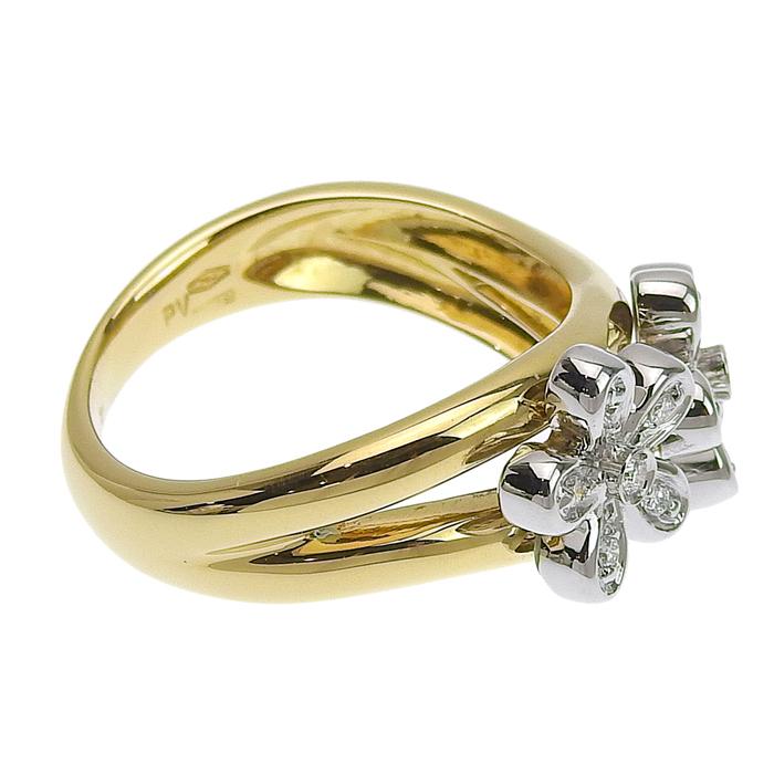 Ponte Vecchio ポンテヴェキオ フラワー モチーフ ダイヤ リング K18YG K18WG コンビ ダイヤモンド 0.12ct 13.5号 指輪 アクセサリー 送料無料 ...