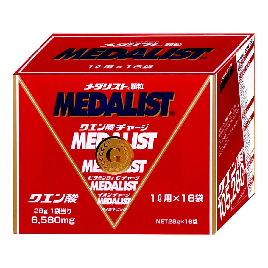 MEDALISTメダリスト顆粒 448g(28g×16袋)1L用×16回分[アリスト社製/クエン酸チャージのパイオニア/吸収の早いハイポトニック飲料][送料無料] : 6043370 ...