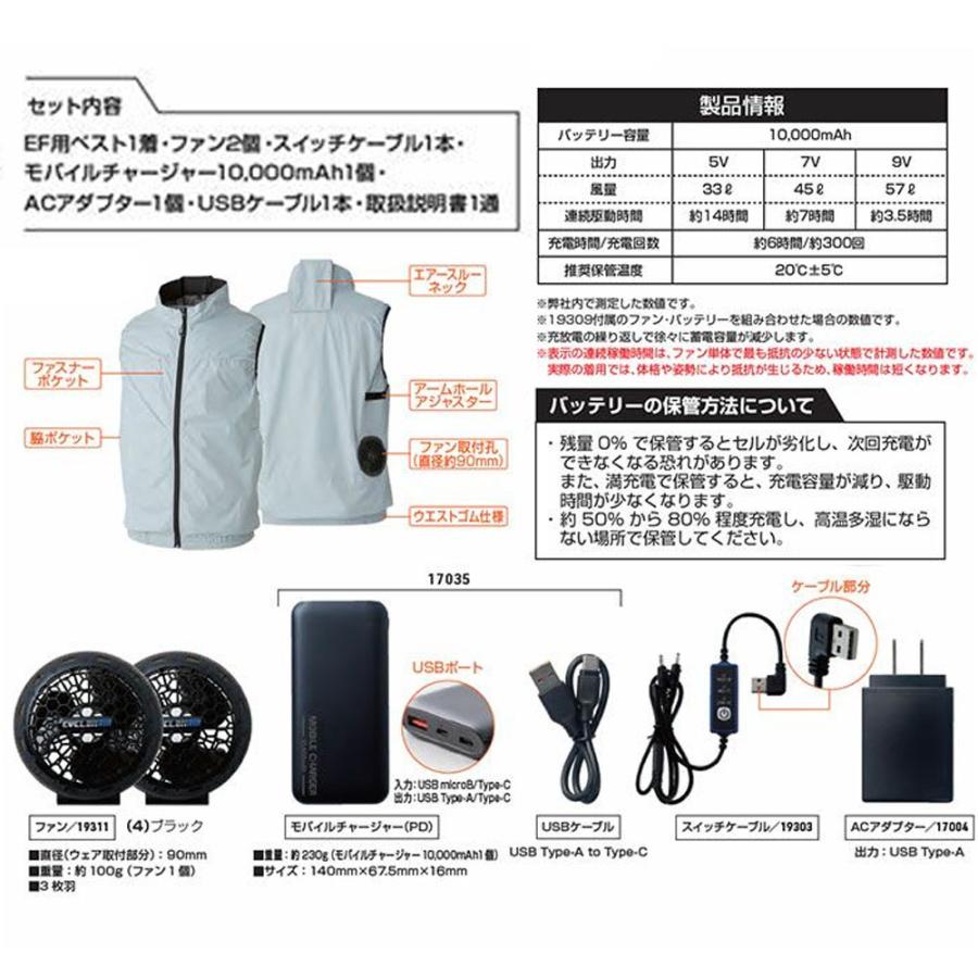 ビッグサイズ SOWA EFコンプリートセット 3L〜4L 空調ウェア ベスト セット ファン バッテリー 熱中症 冷却 UV 快適 軽量 遮熱 EF 現場 作業 ワーク 仕事 桑和 : お ...
