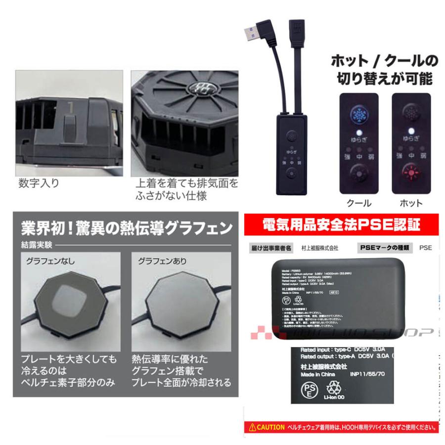 HOOH ビッグサイズ ペルチェベストセット 八角形 4L〜6L 快適ウェア ペルチェ ベスト デバイス バッテリー 冷却 熱中症 冷感 ストレッチ 通気 消臭 村上被服 : お仕事市場 ...