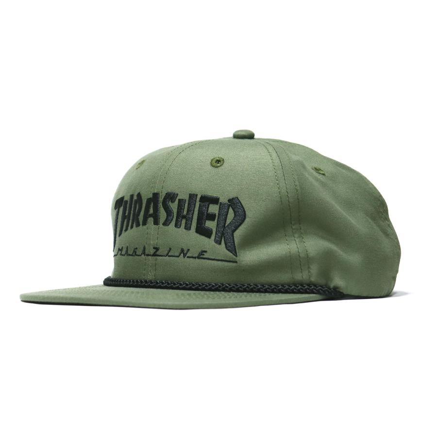 THRASHER（スラッシャー） 正規輸入品 スケボー キャップ メンズ 浅め オリーブ 帽子 US アメリカ企画 Rope Snapback ...