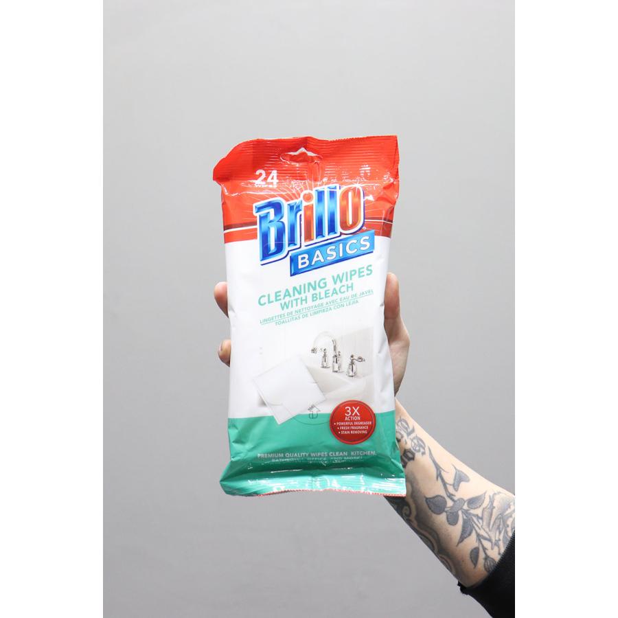 ブリロ 漂白剤入りワイプ ウェットシート 掃除 キッチン バスルーム オフィス BRILLO WIPES FLAT PK W/BLEACH ...