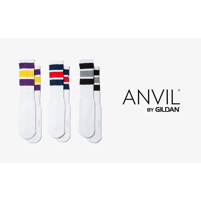 anvil ANVIL (アンヴィル) USA Cotton Tube Socks スケーターソックス メンズ チューブ ストライプ パイル ...
