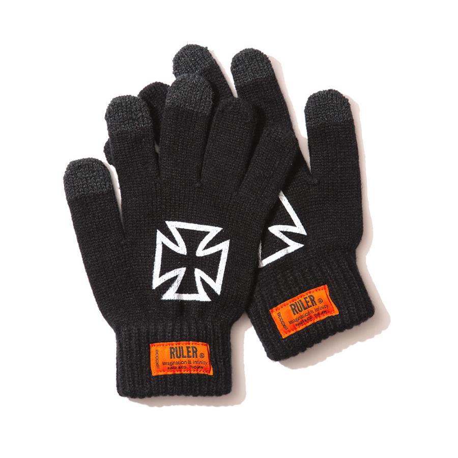 ルーラー 手袋 メンズ 防寒 ブランド スマホ 暖かい 黒 スマートフォン対応 タッチパネル プレゼント RULER IRON CROSS ...