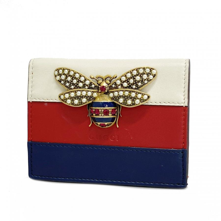 【5ab0643】グッチ 財布 ビー 476072 レザー ネイビー レッド ホワイト ゴールド金具【中古】レディース : 5ab0643 ...