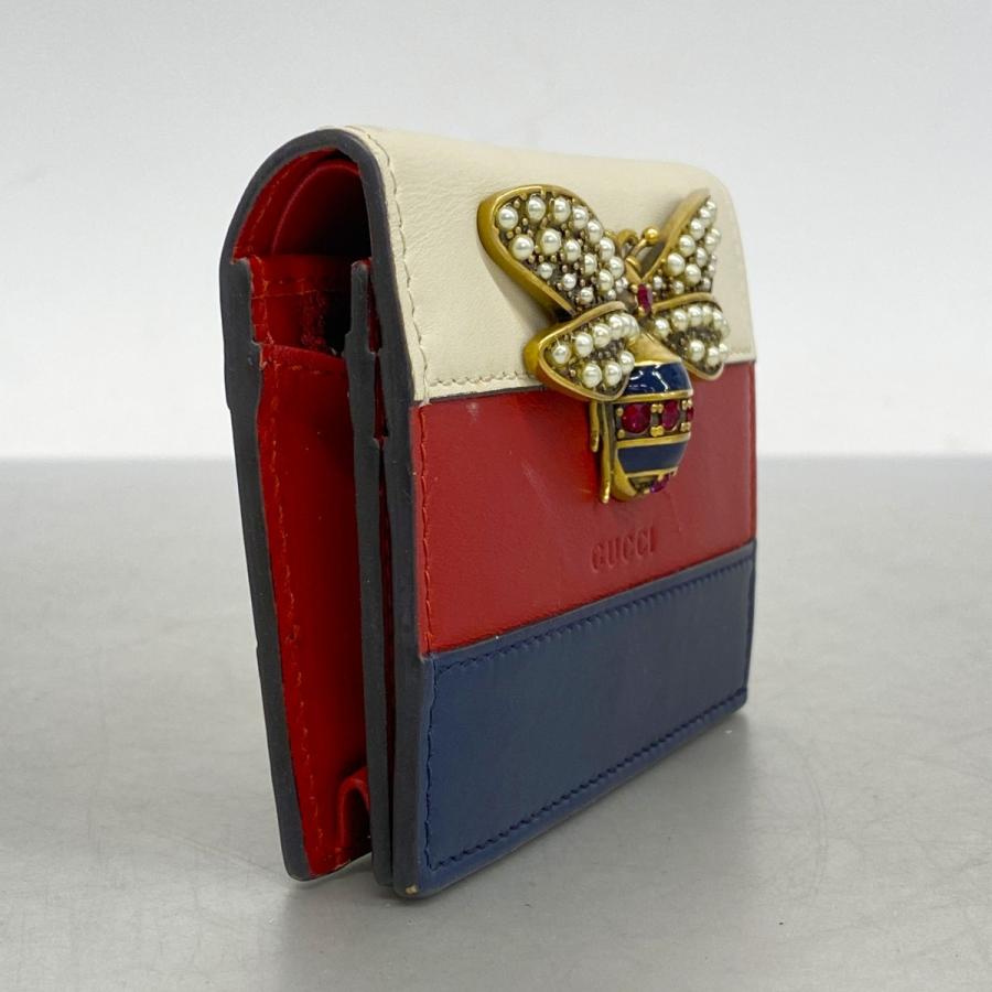 【5ab0643】グッチ 財布 ビー 476072 レザー ネイビー レッド ホワイト ゴールド金具【中古】レディース : 5ab0643 ...