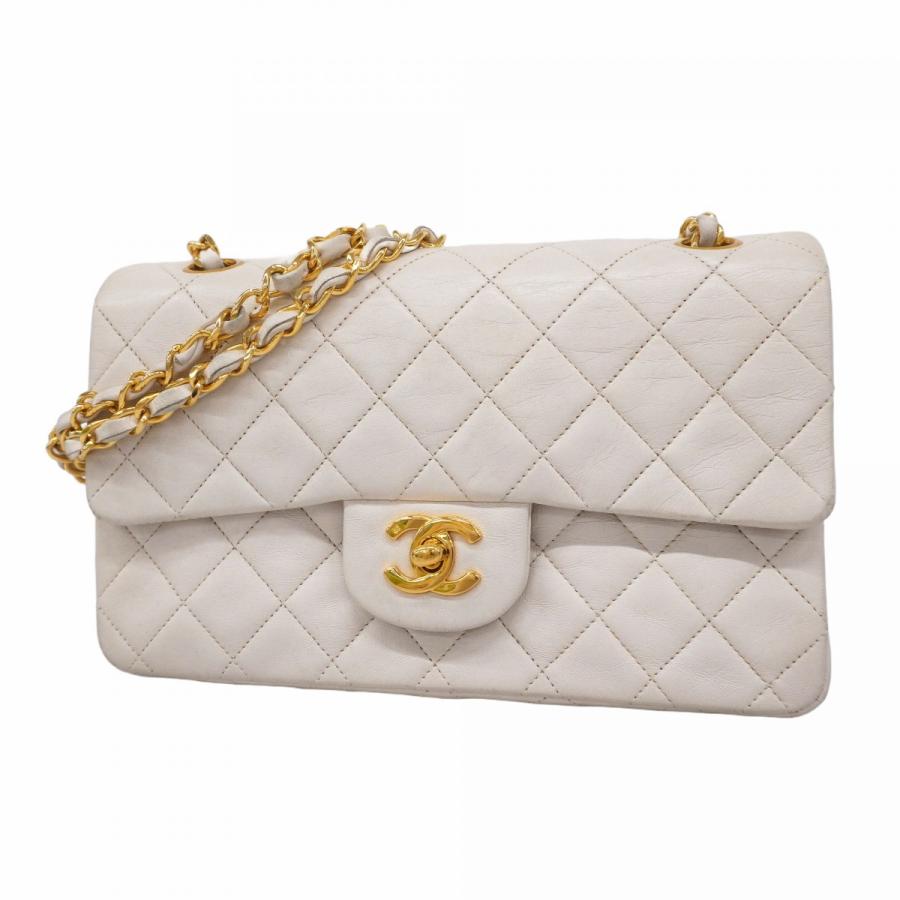 CHANEL 【5dc3394】シャネル ショルダーバッグ マトラッセ Wフラップ Wチェーン ラムスキン ホワイト ゴールド金具【中古】レディース : おたからや Yahoo!ショッピング店 ...