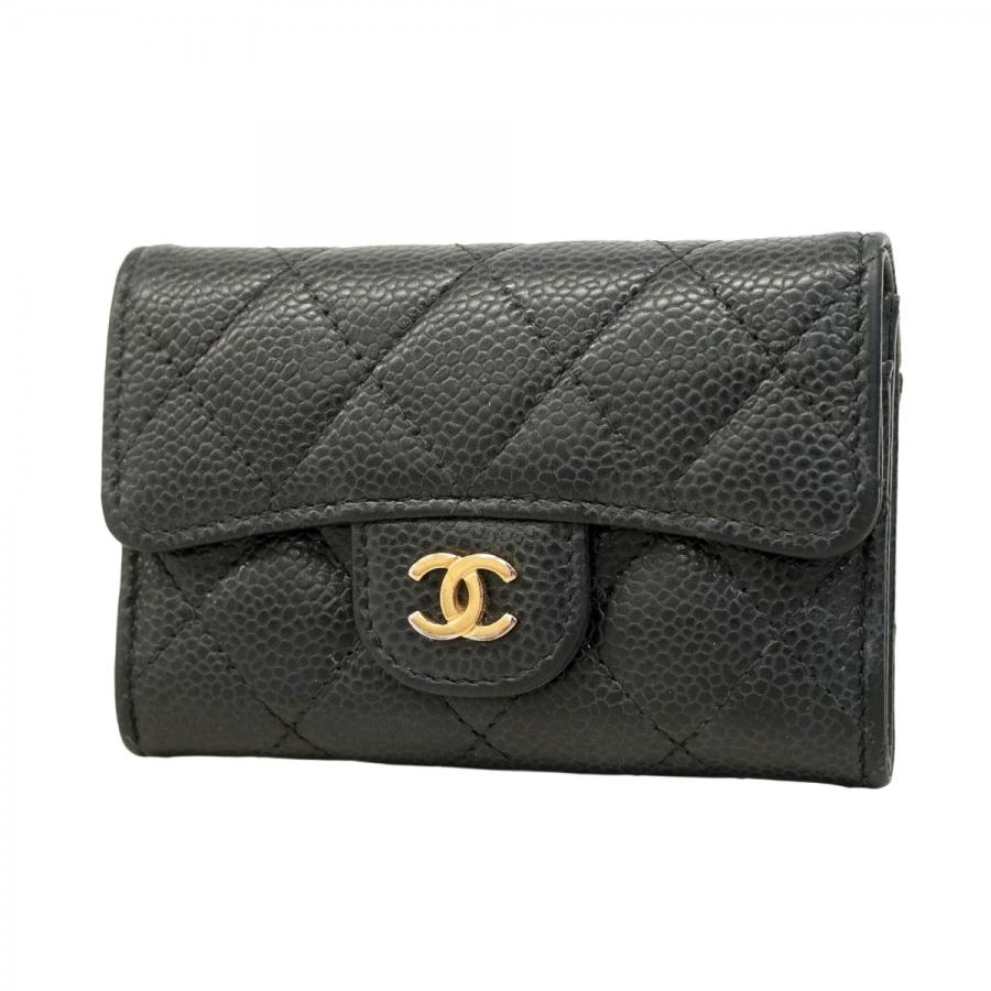 CHANEL（シャネル） ★最終価格★SALE【5me6571-h】シャネル 名刺入れ マトラッセ キャビアスキン ブラック ゴールド金具【中古】レディース : おたからや Yahoo ...