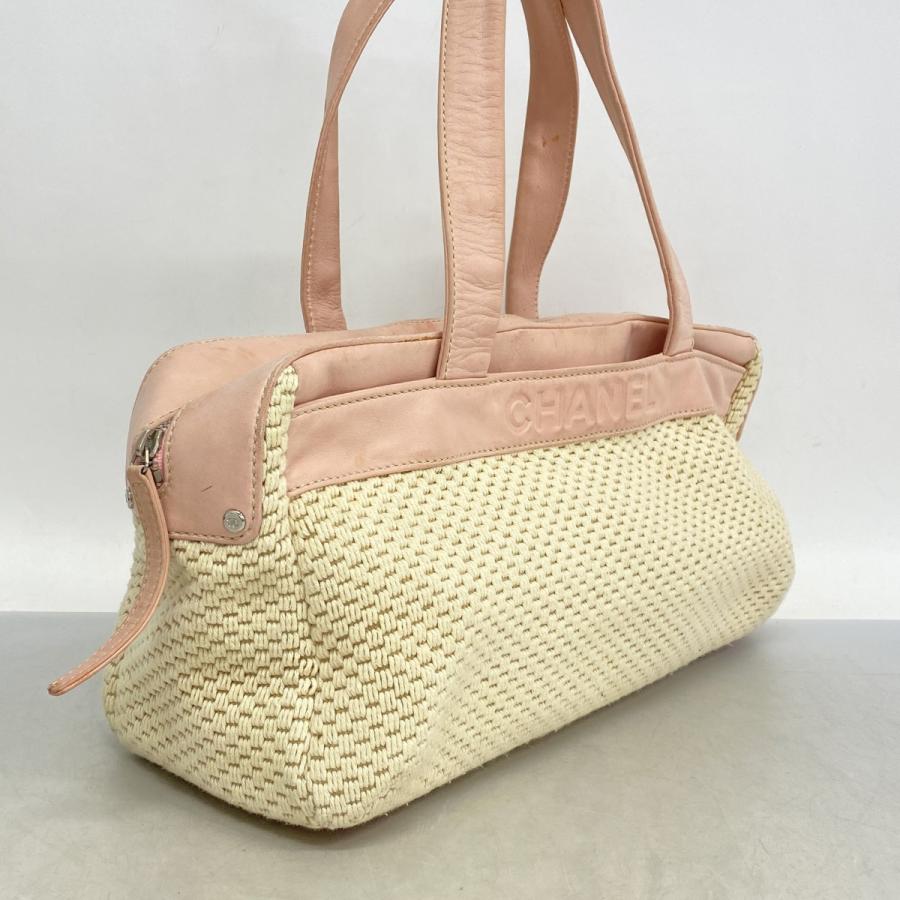 ★最終価格★SALE【5oe5377】シャネル トートバッグ キャンバス レザー ベージュ ピンク シルバー金具【中古】レディース CHANEL（シャネル） ☆最終価格☆SALE【5oe5377】シャネル トート