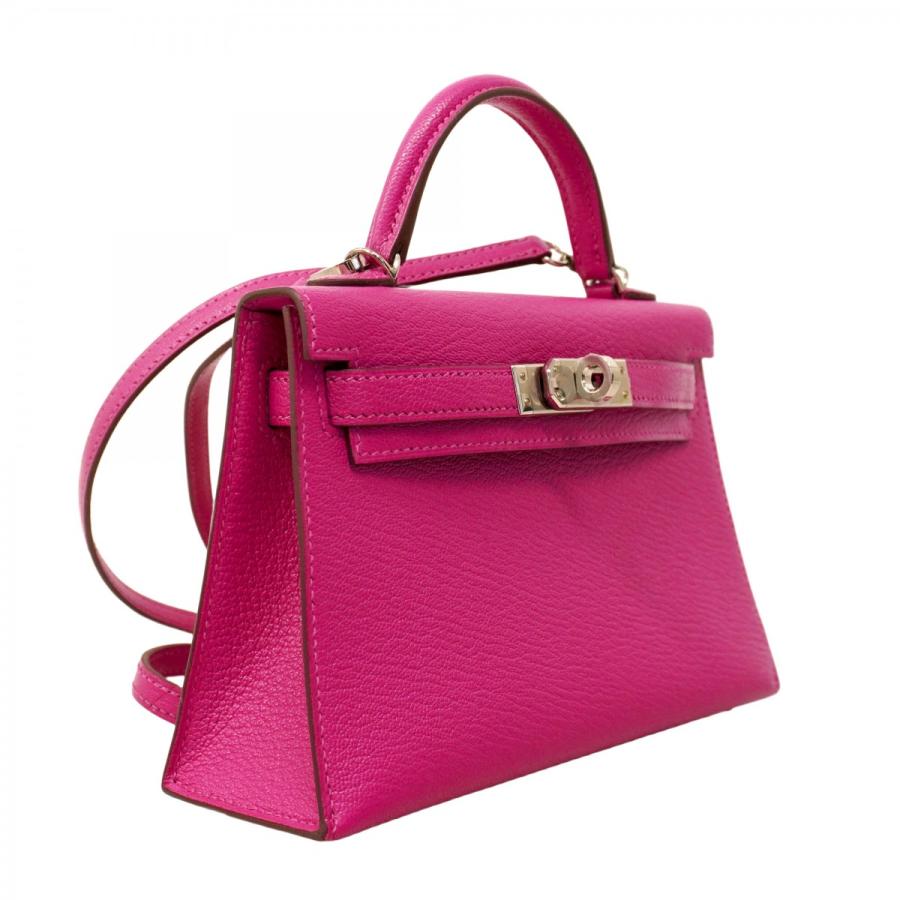 HERMES 【5oe5509-g-h】エルメス ハンドバッグ ミニケリー2 シェブルミゾル ローズパープル シルバー金具 B刻印 2wayバッグ【中古】レディース : おたからや Yahoo ...