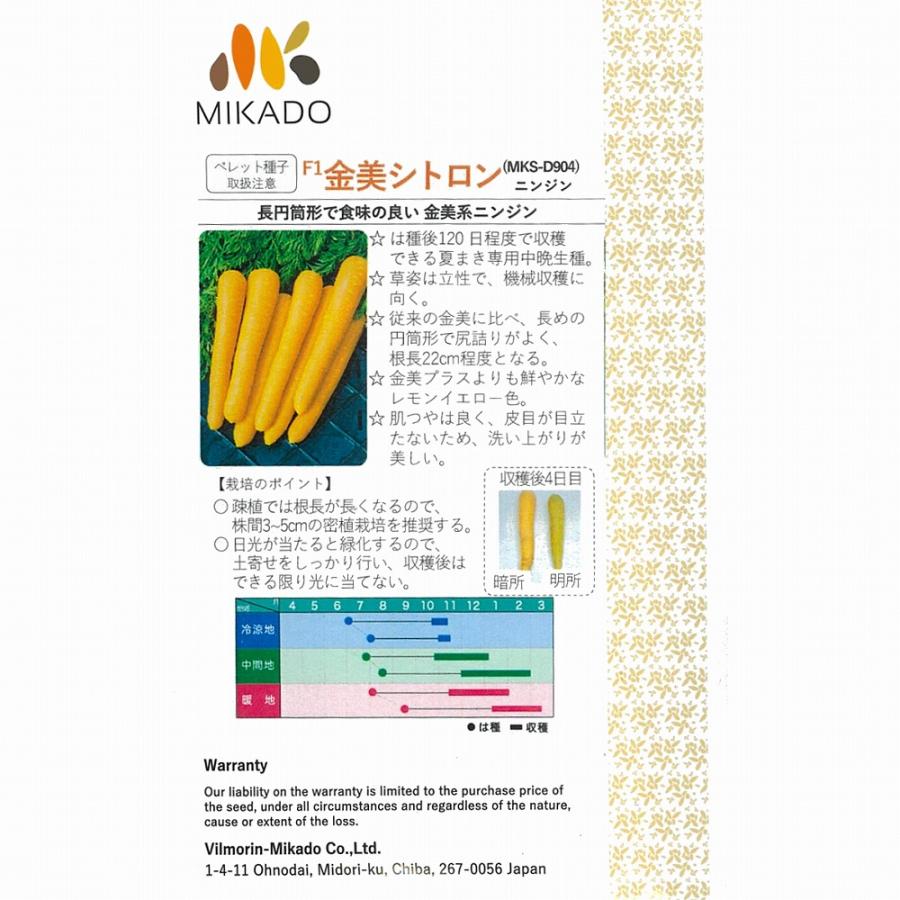 【ニンジン】F1 金美シトロン (MKS-D904)〔0527〕/P200粒 : 家庭菜園 太田シード ヤフー店 - 通販 - Yahoo!ショッピング