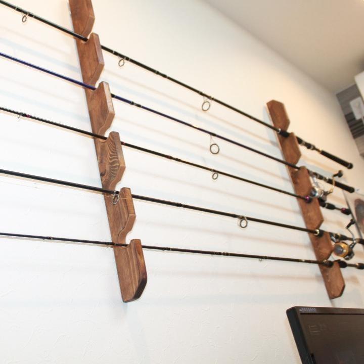 ロッドホルダー,壁掛け,5本用・シングル,ロットスタンド【キズ跡が目ただない賃貸OK!!】 :rod-holder-5s-fook:夢工房お ...