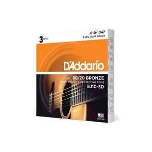 D'Addario 【アコースティックギター弦 3セット】 ダダリオ EJ10-3D Extra Light 10-47 80/20 BRONZE 3セットパック お買い得 正規品 : 音ぎ花 ...