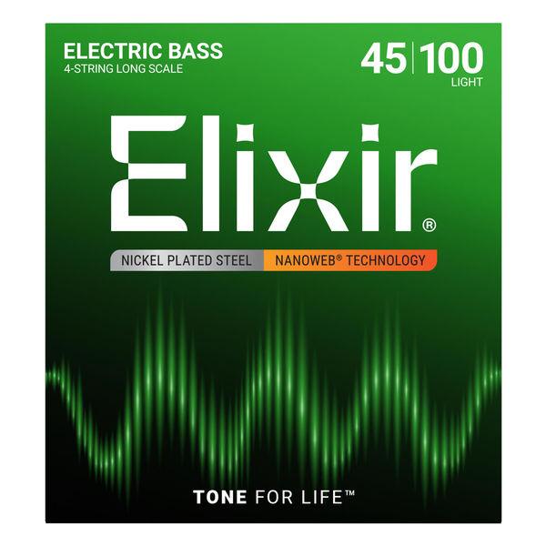 Elixir 【エレキベース弦】Elixir ベース弦 14052 NANOWEB 4弦 LONG SCALE 45-100 NICKEL ...