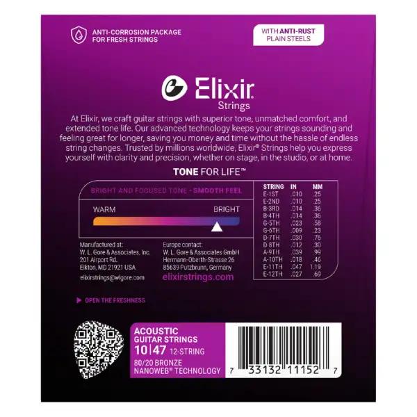 Elixir（エリクサー） アコースティックギター弦Elixir 12-STRING アコースティック ギター弦 11152 80 ...