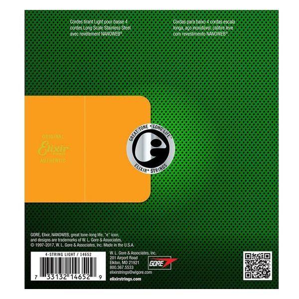 Elixir 【エレキベース弦】Elixir ベース弦 14652 NANOWEB LONG SCALE LIGHT 45-100 ...