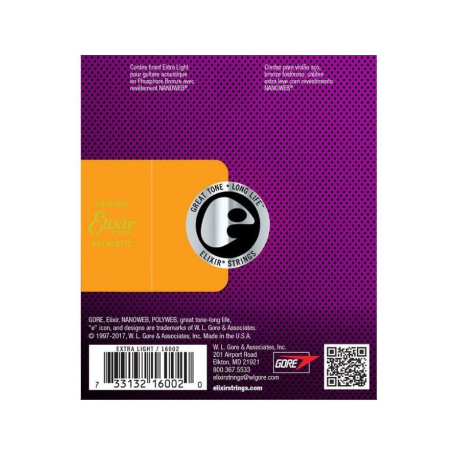 Elixir 【アコースティックギター弦】Elixir アコースティック ギター弦 16002 PHOSPHOR BRONZE NANOWEB ...